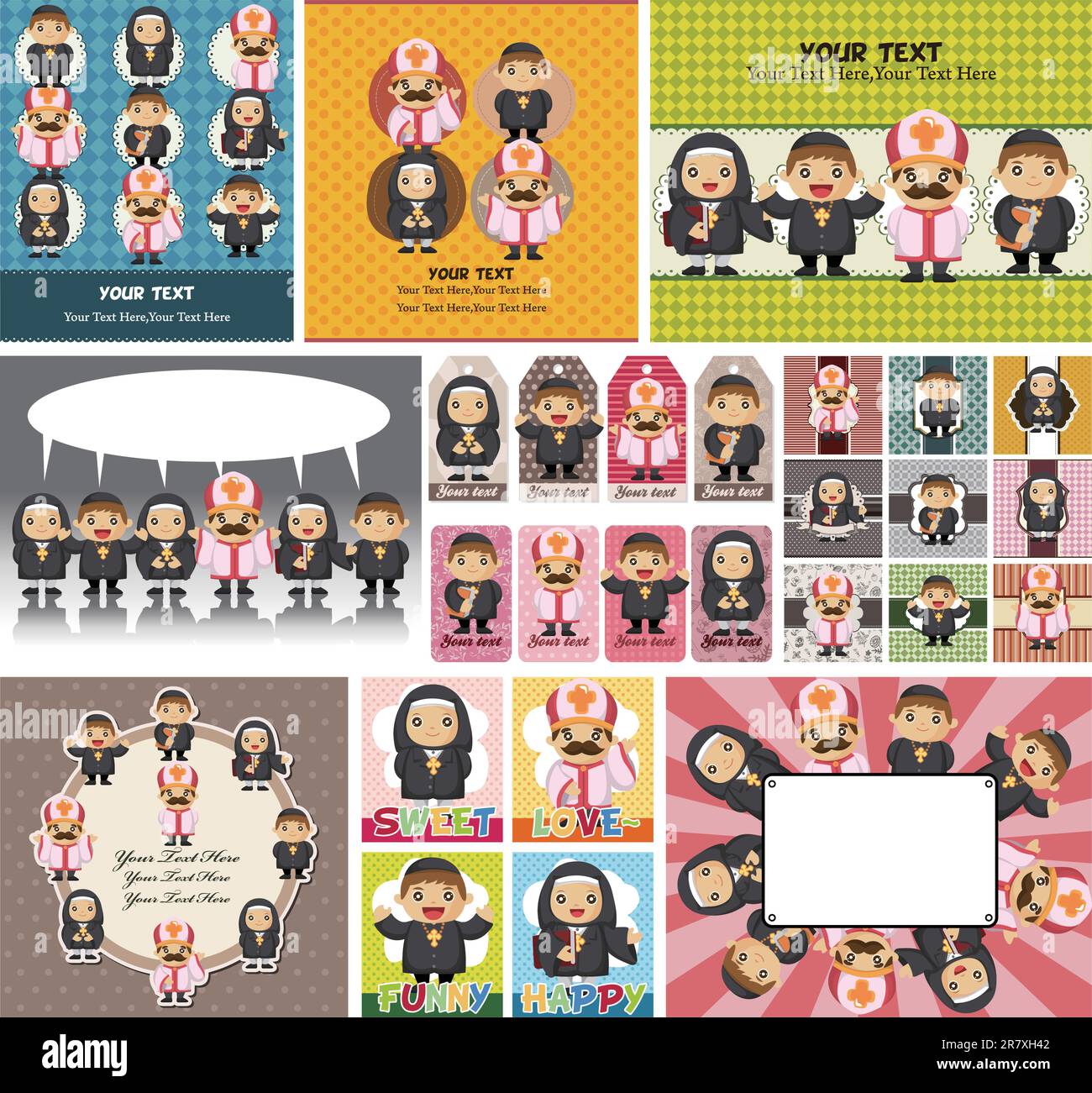cartoon Priest and nun card Stock Vector Image & Art - Alamy