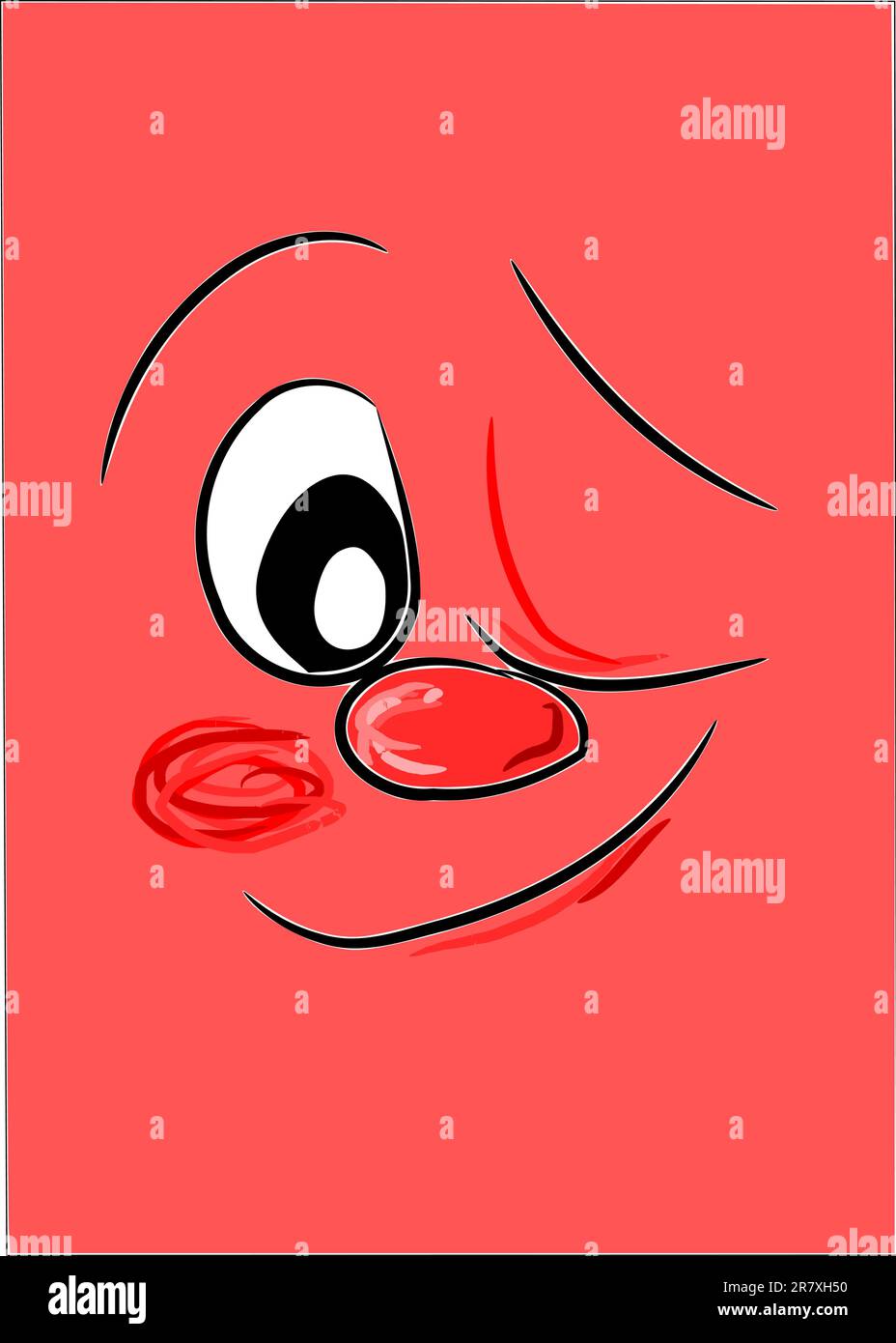 Red happy face with one open eye and one close eye - simple symbol ...