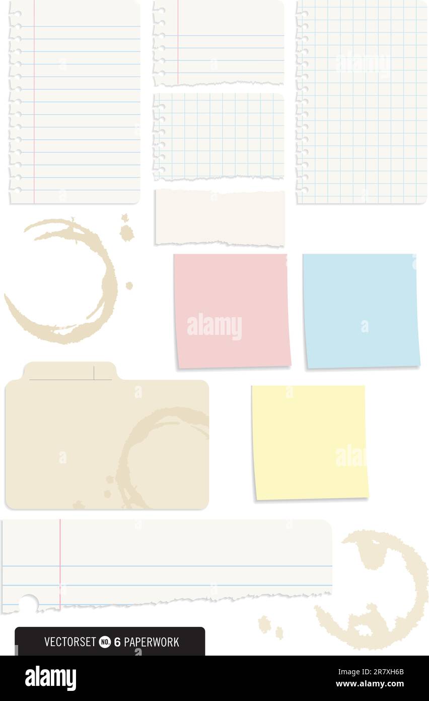 A selection of note paper, post-it notes and torn scraps of paper. All ...