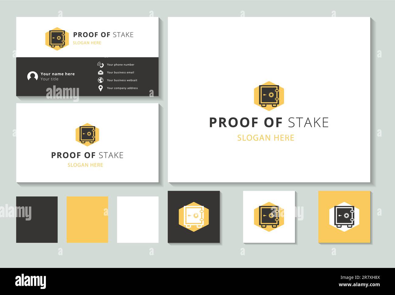 Proof of stake logo design with editable slogan. Branding book and ...