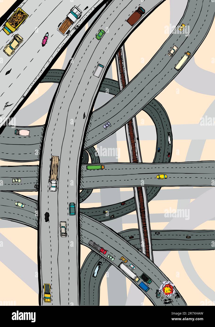 Aerial interstate highway interchange Stock Vector Images - Alamy
