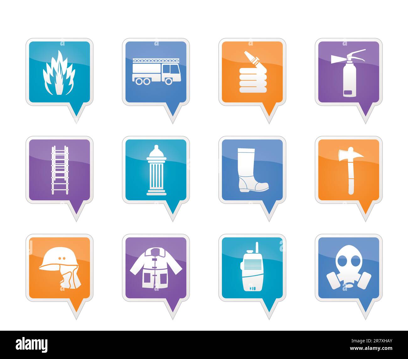 fire-brigade and fireman equipment icon - vector icon set Stock Vector ...