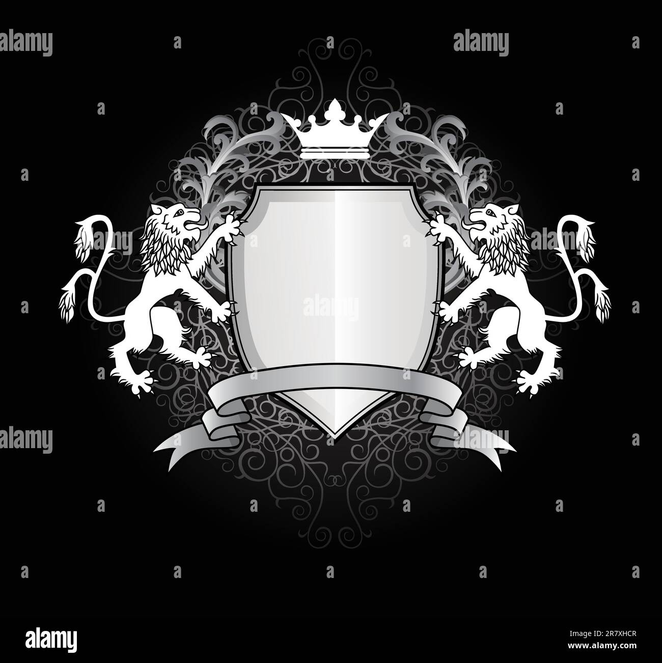 Heraldic lion with shield illustration Stock Vector Image & Art - Alamy