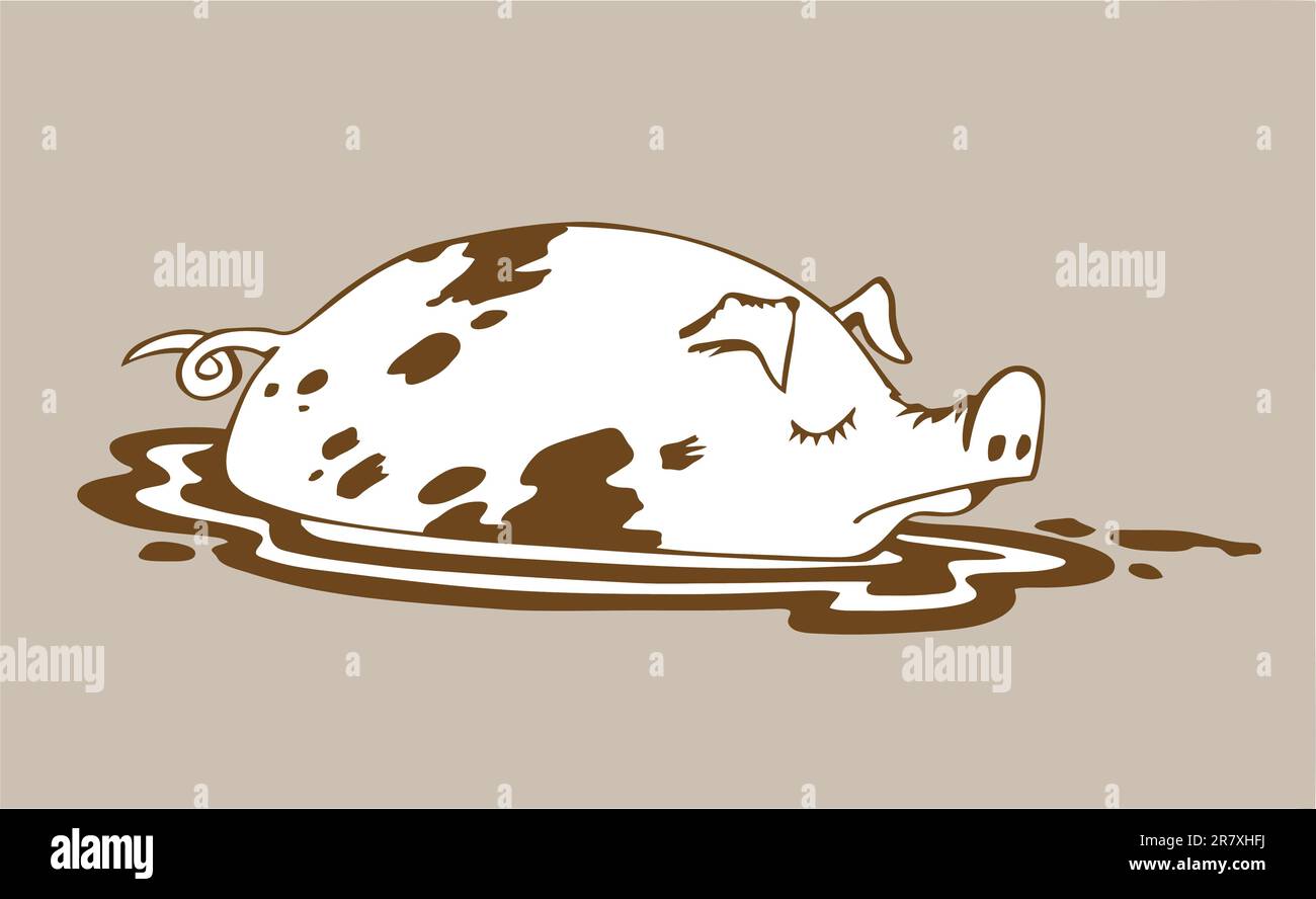 pig drawing on brown background, vector illustration Stock Vector Image ...