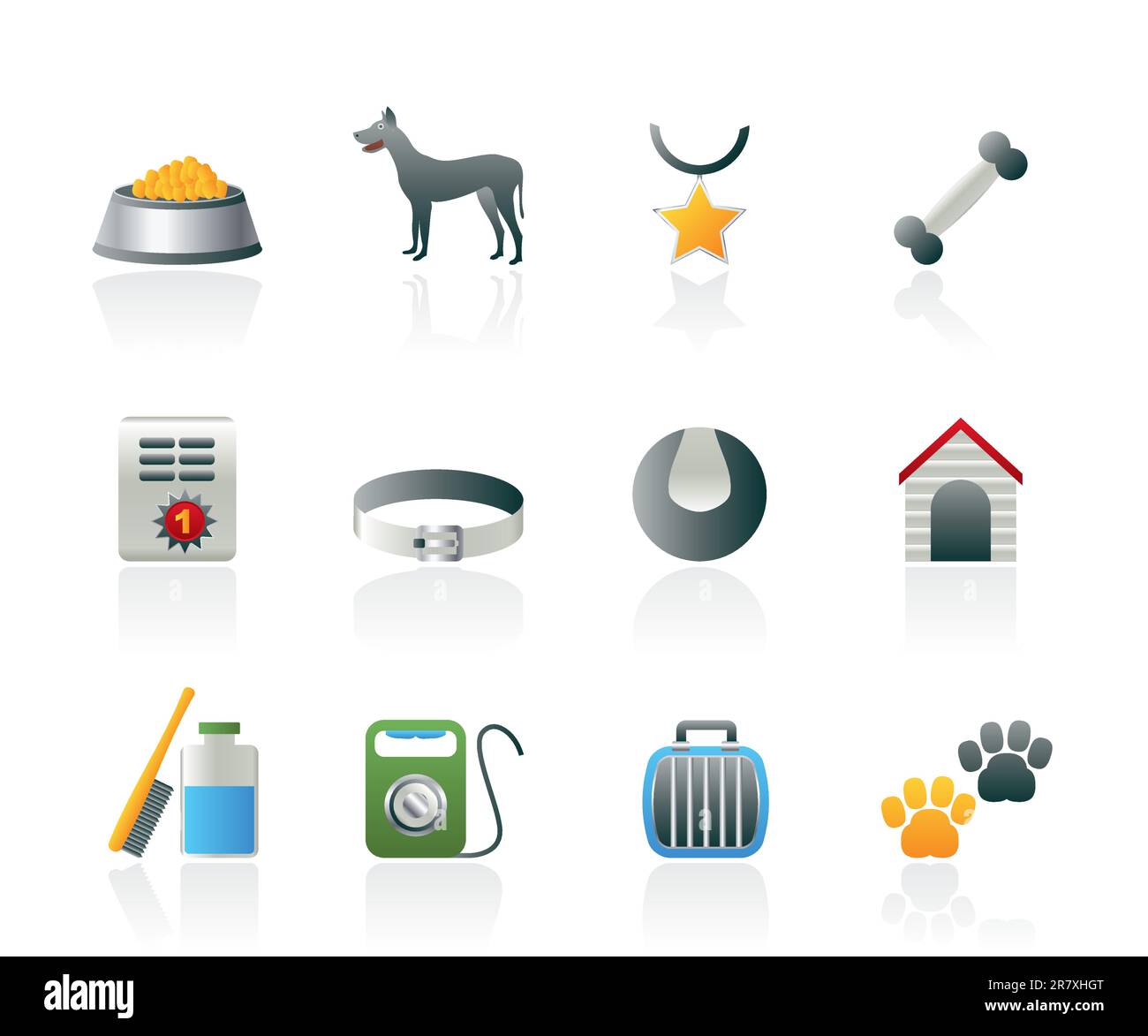 dog accessory and symbols icons - vector icon set Stock Vector Image ...