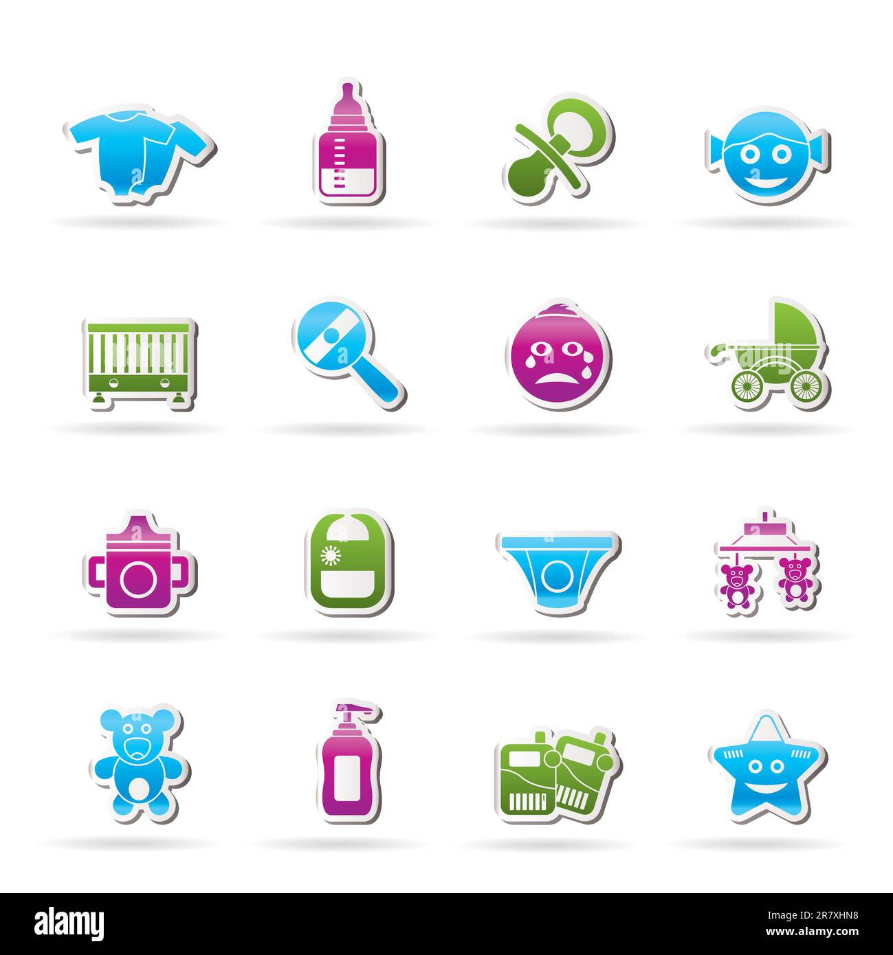 Baby, children and toys icons - vector icon set Stock Vector Image ...