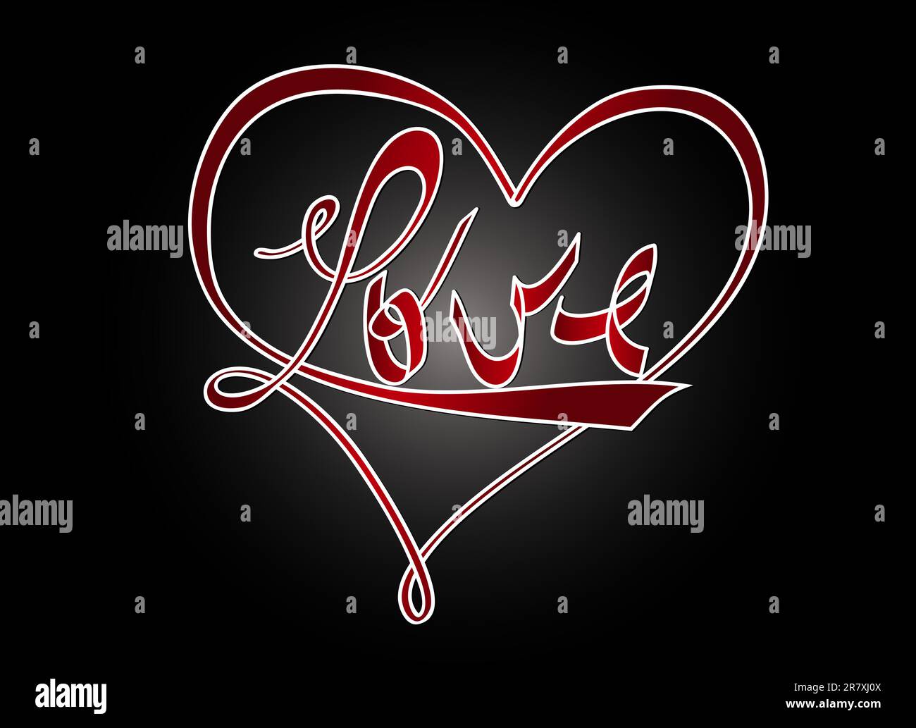 Typographic design with the word Love made with the shape of heart ...