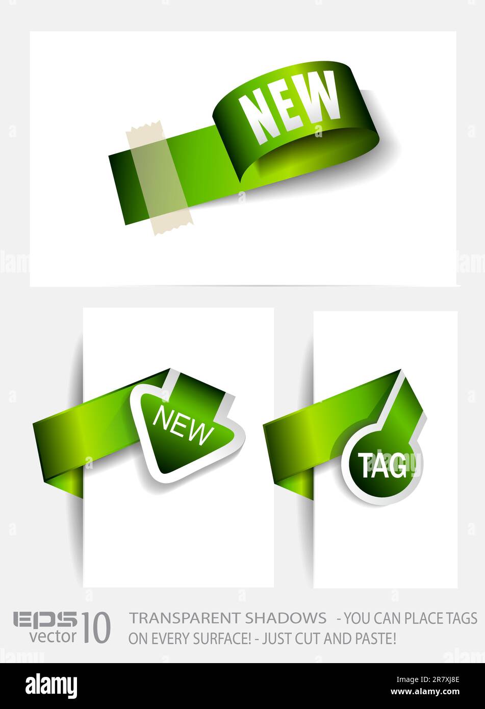 Original Style Green Eco Paper Tags with TRANSPARENT shadows. Ready to ...