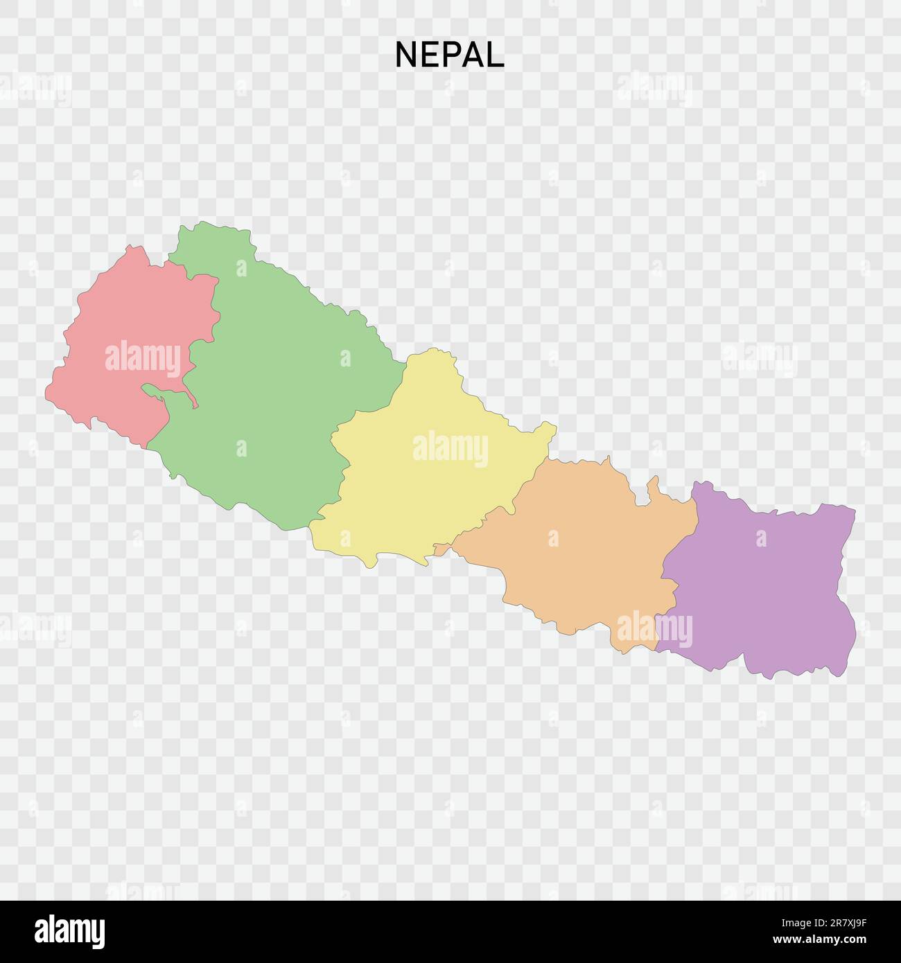 Isolated colored map of Nepal with borders of the regions Stock Vector ...
