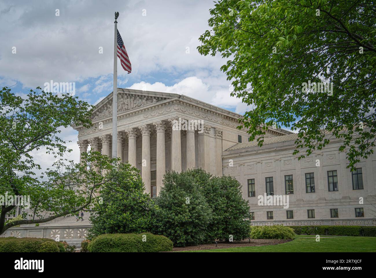 The Supreme Court Building in Washington D.C. during the spring season ...