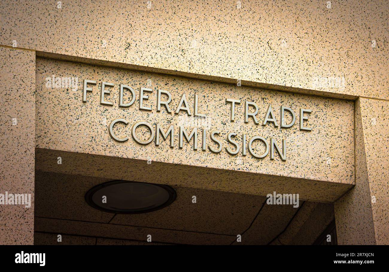 Sign on Doorway for the Federal Trade Commission in Washington D.C. in ...