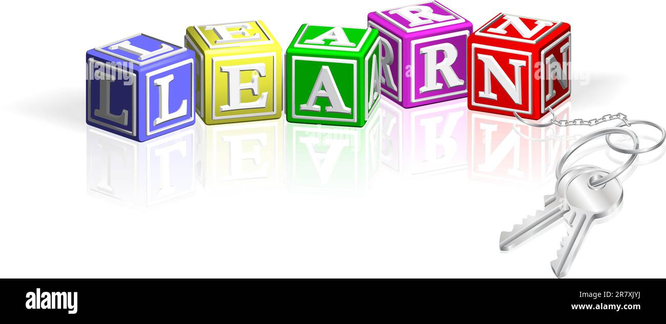 Learn alphabet blocks attached to keys. Concept for access to learning ...