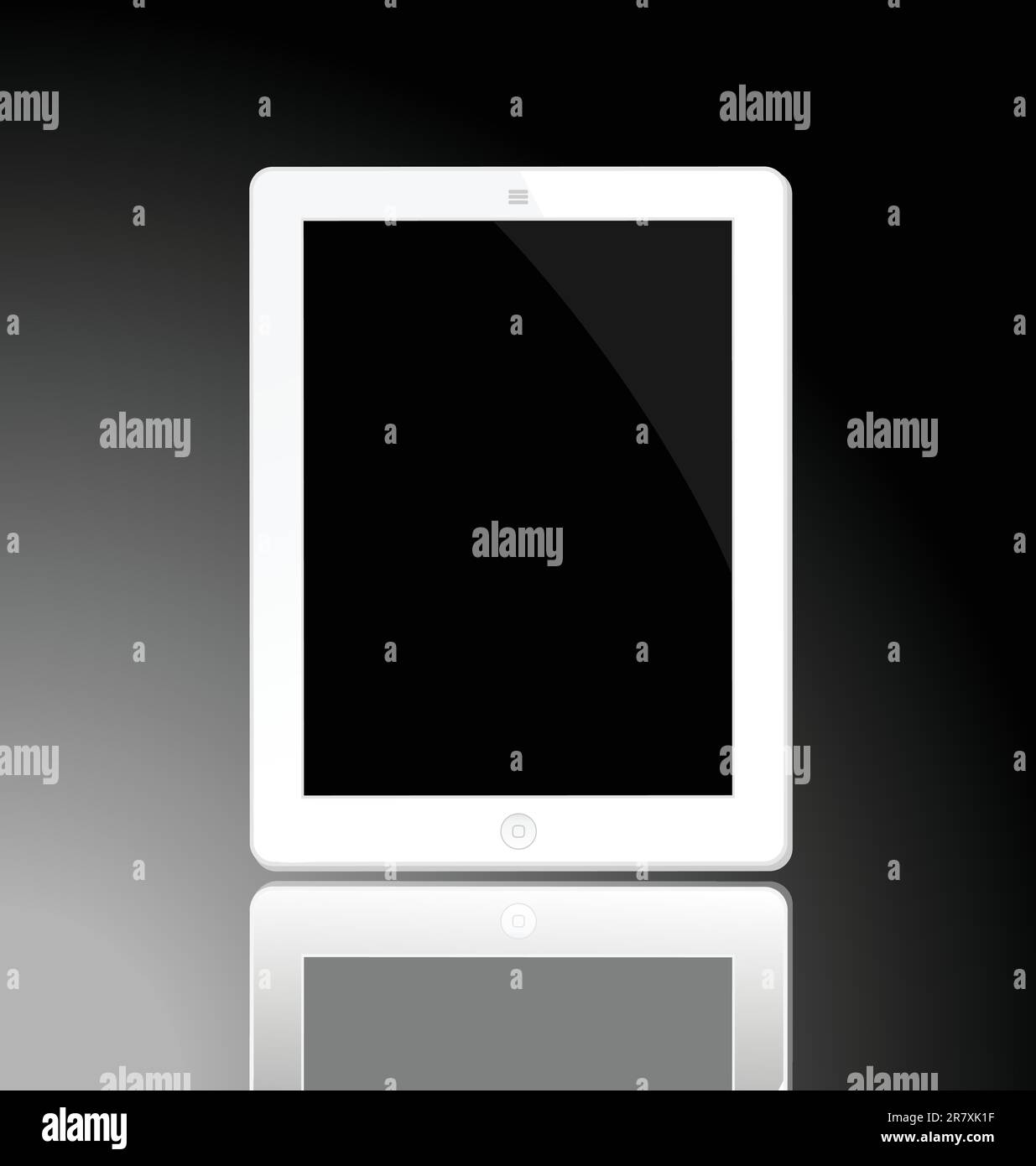 Illustration of the turned off white horizontal computer tablet with ...