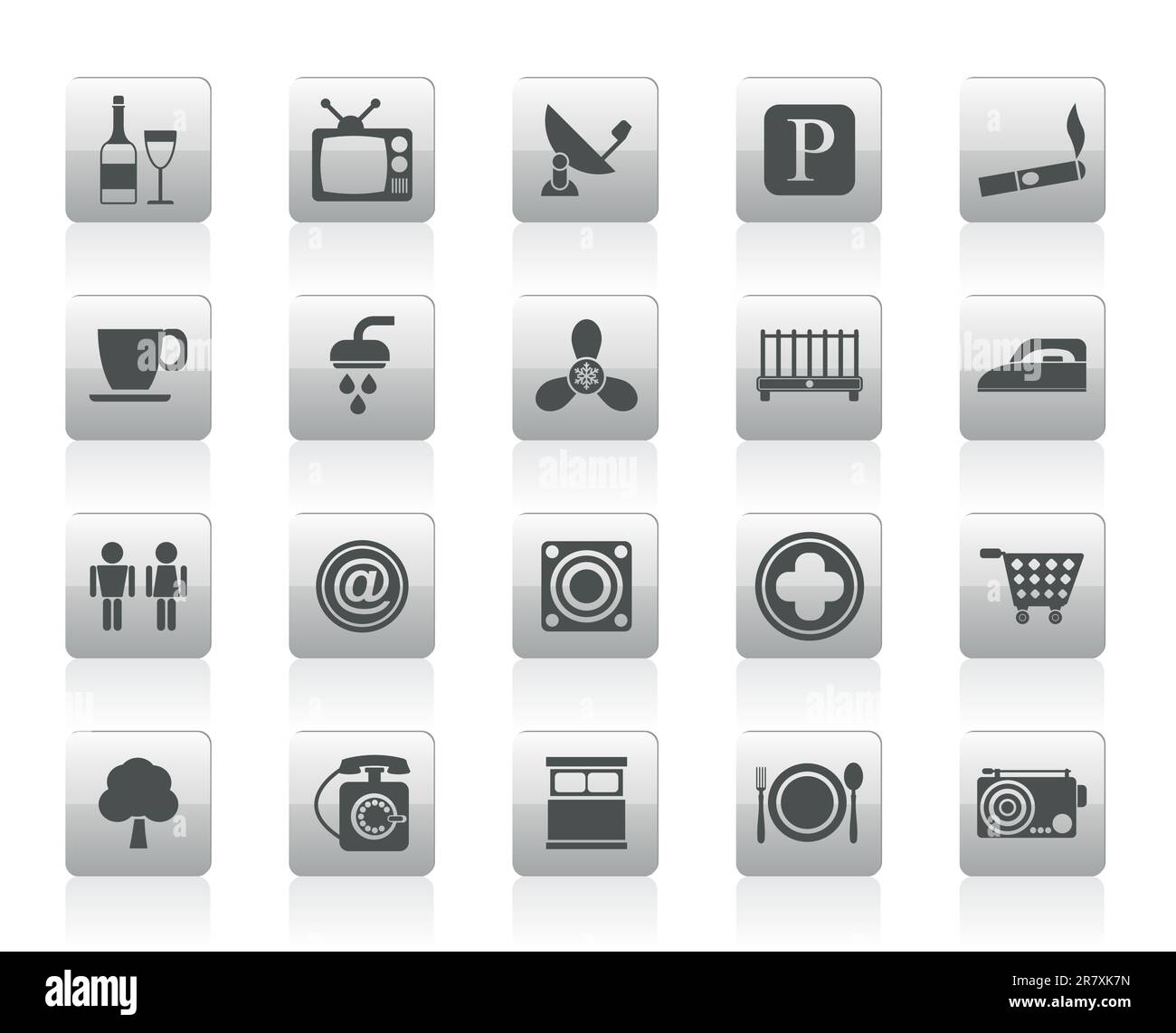 Hotel and Motel objects icons - vector icon set Stock Vector Image ...