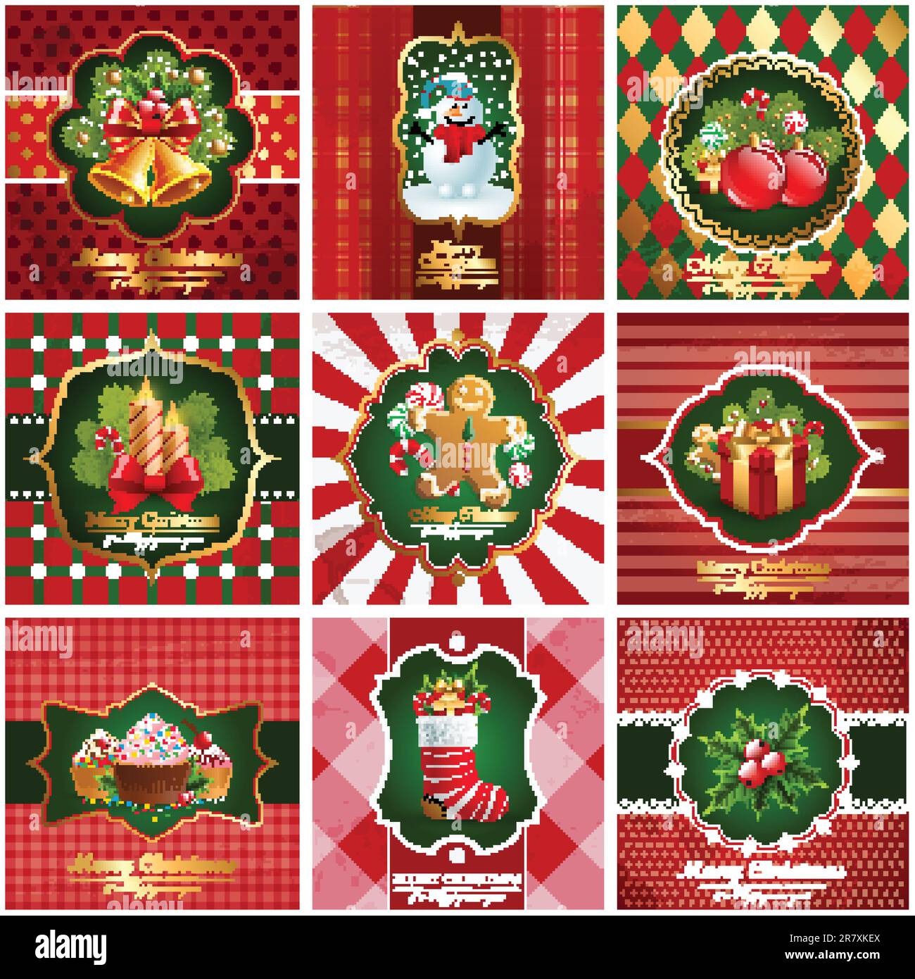 Vector set of christmas vintage backgrounds Stock Vector Image & Art ...