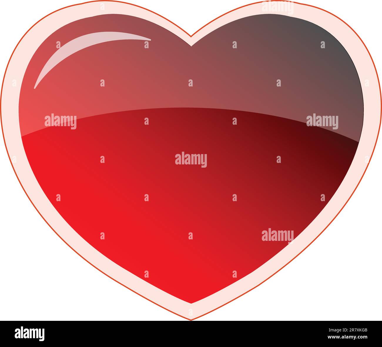 vector red valentine heart with glossy element isolation over white ...