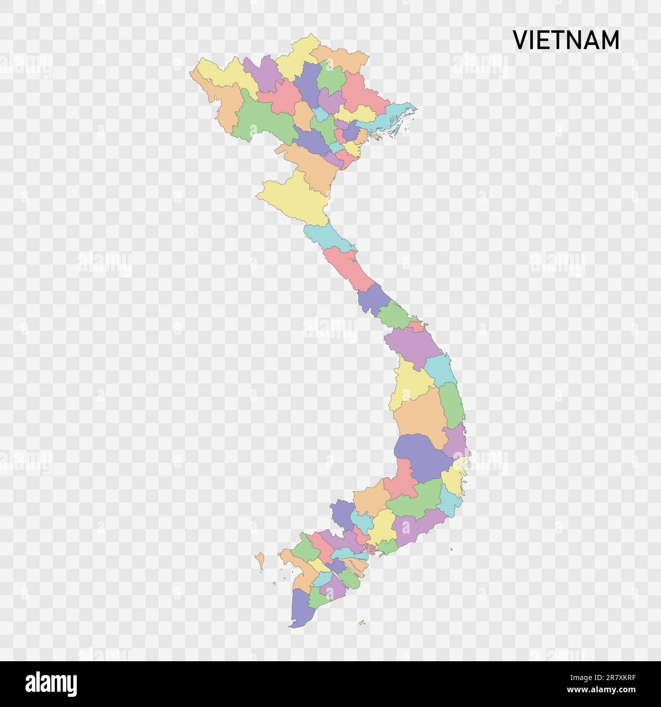 Isolated colored map of Vietnam with borders of the regions Stock ...