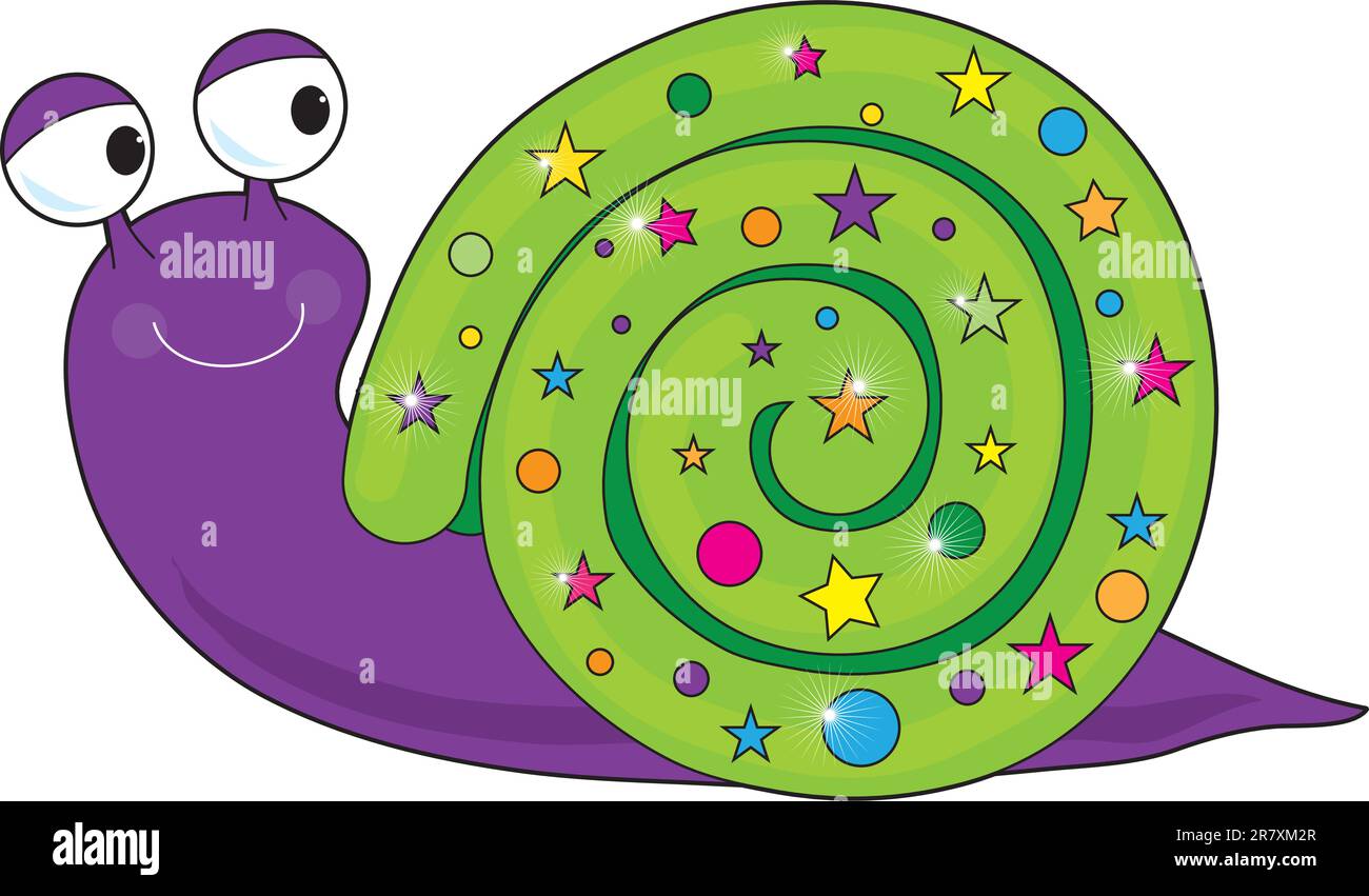 A cute, happy snail reflects on the beauty of her decorated, twinkling ...
