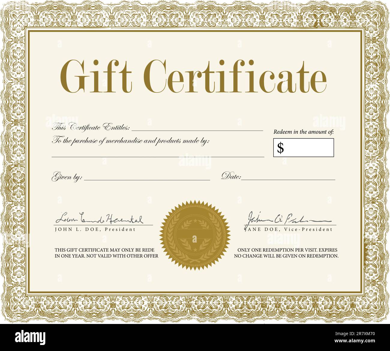 Vector Ornate Gift Certificate. Easy to edit. Great for ornate ...