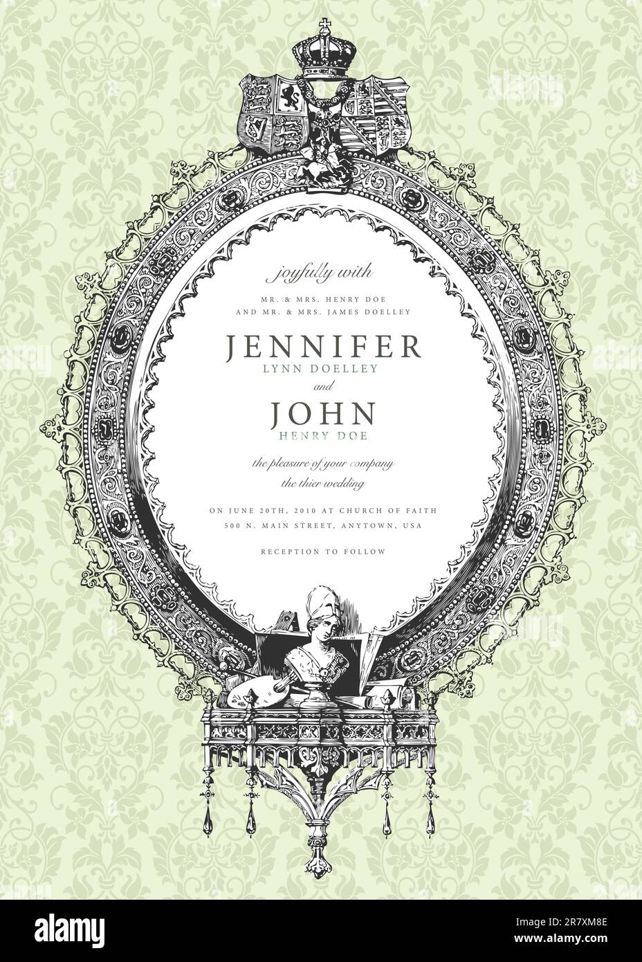 Vector Victorian Frame and Pattern. Easy to edit. Perfect for ...