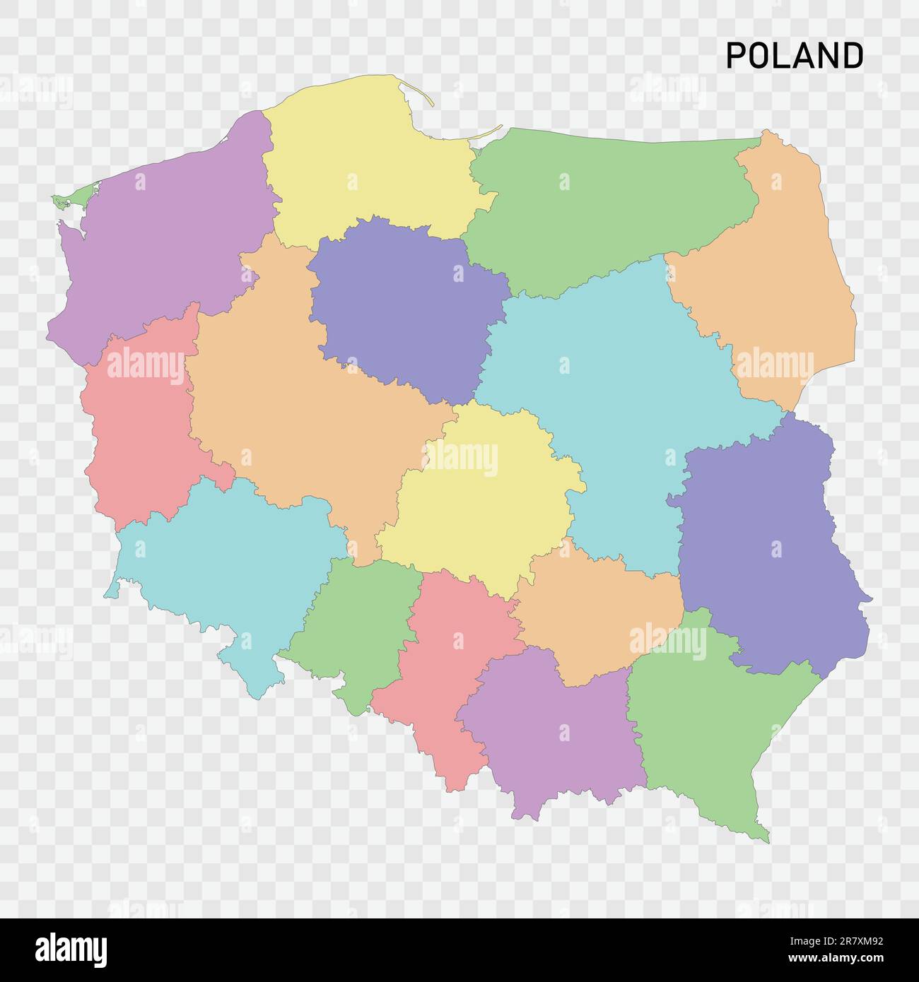 Isolated colored map of Poland with borders of the regions Stock Vector ...