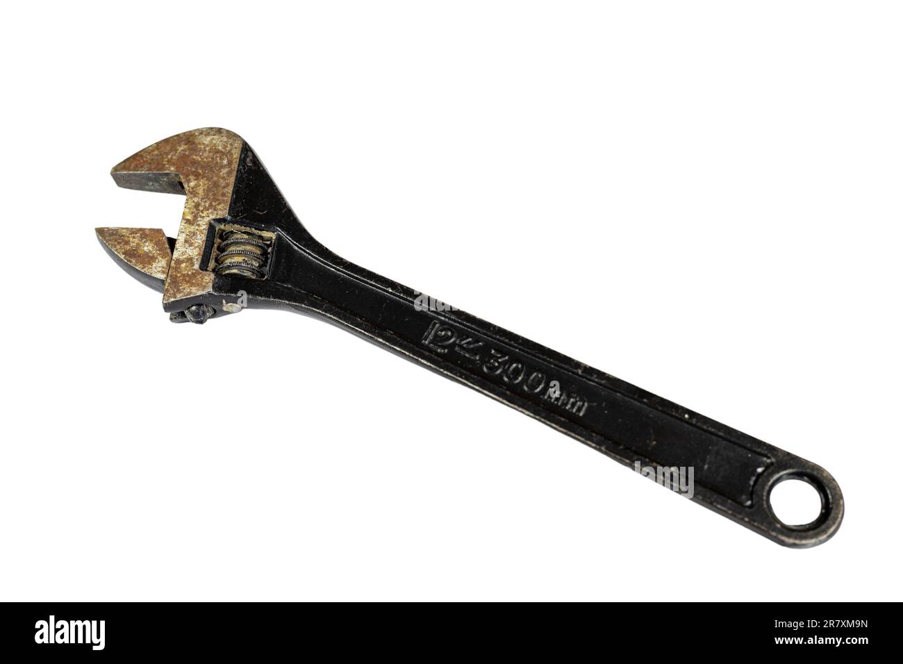 Used wrench on isolated white background closeup Stock Photo - Alamy