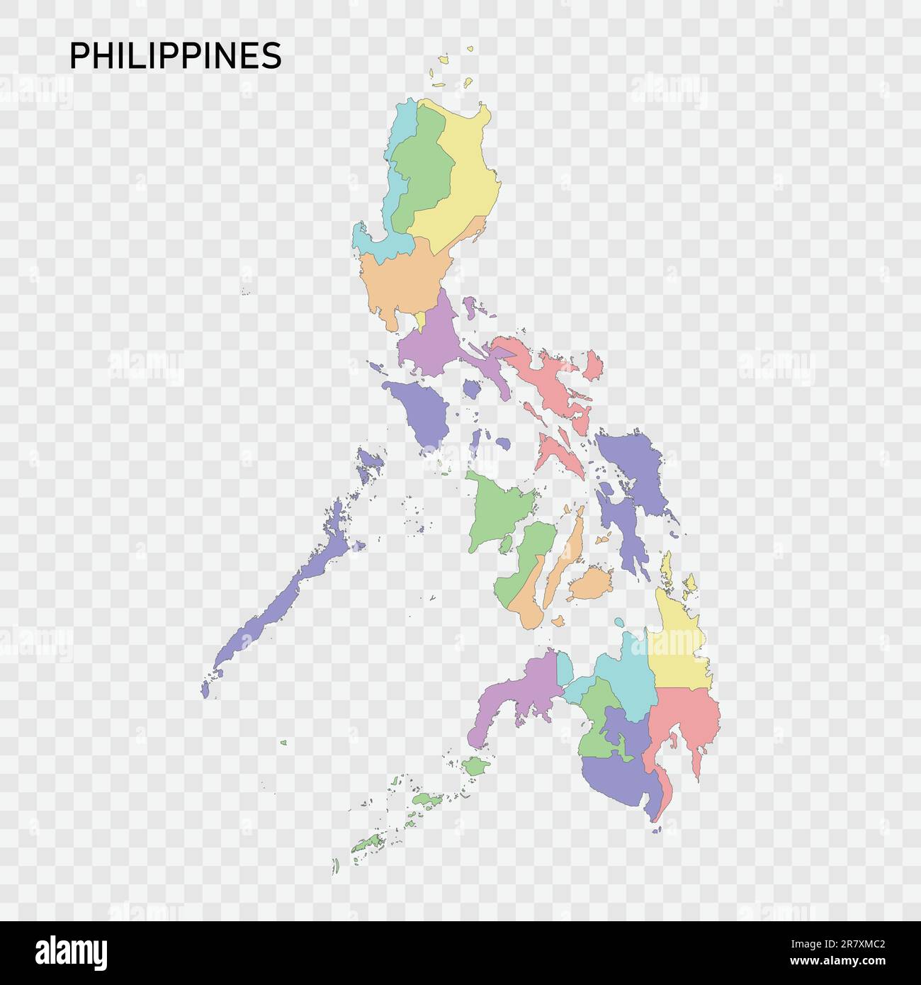 Isolated colored map of Philippines with borders of the regions Stock ...