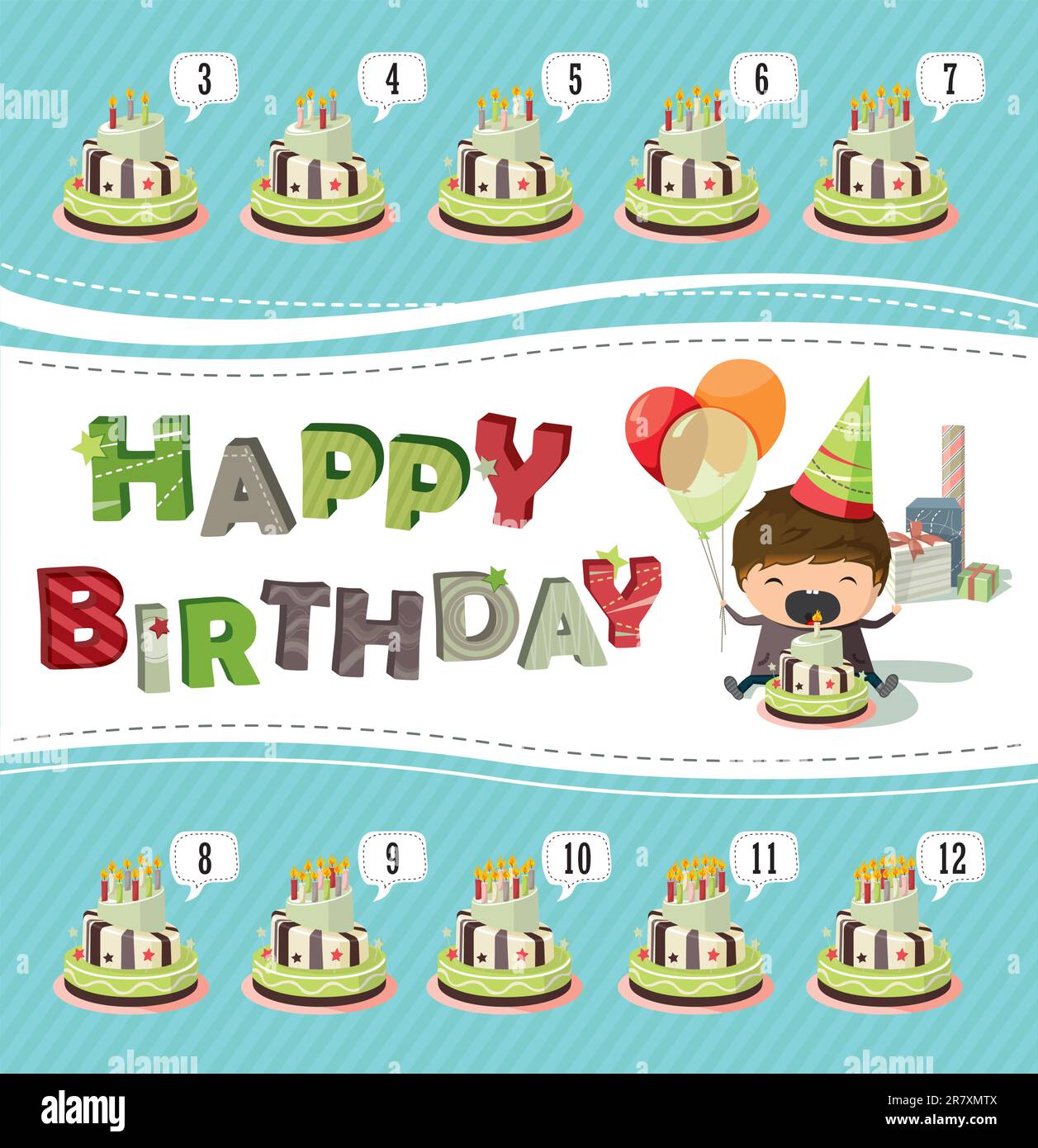 Boy with balloons Stock Vector Images - Alamy