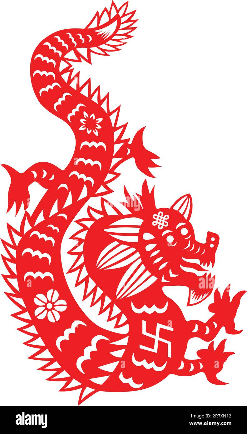 Traditional paper cut of a dragon Stock Vector Image & Art - Alamy