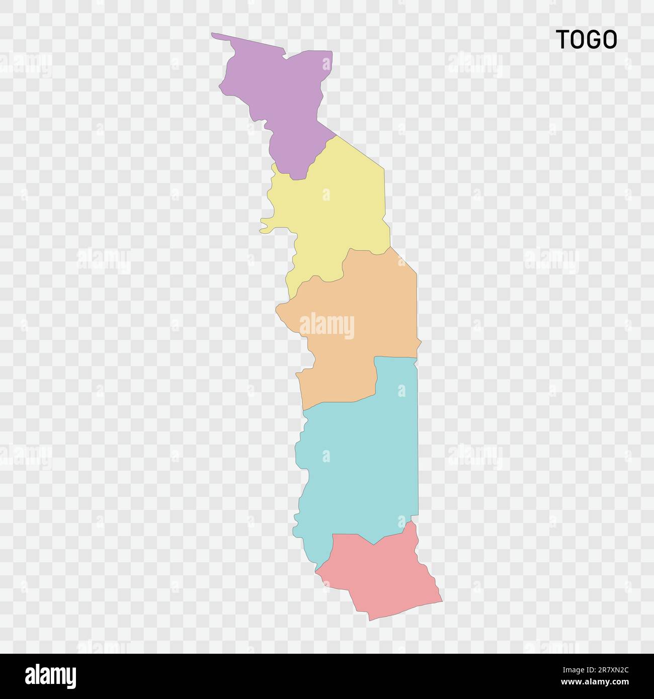 Isolated colored map of Togo with borders of the regions Stock Vector ...