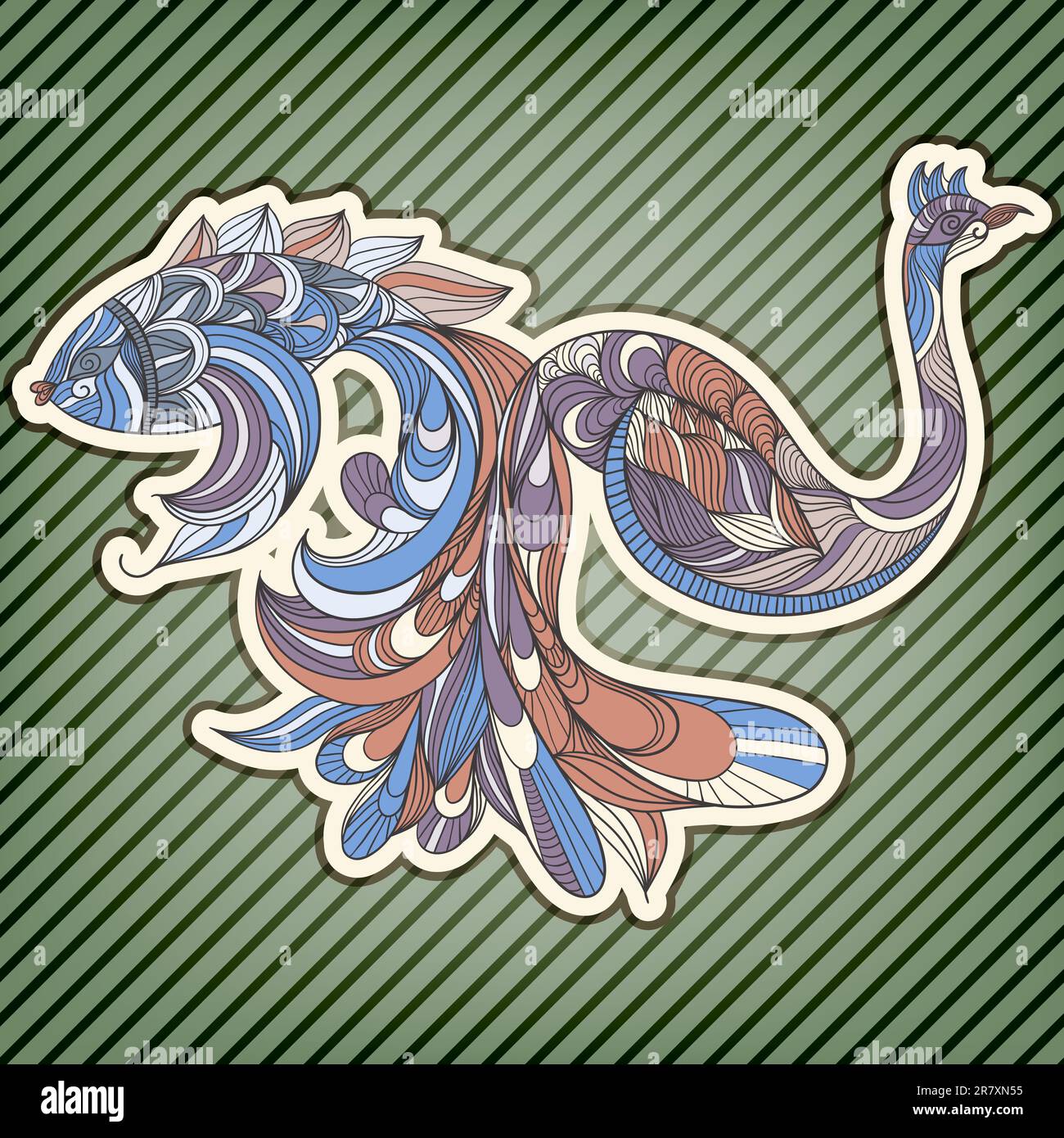 vector concept fish and bird with tail one for two on background with ...