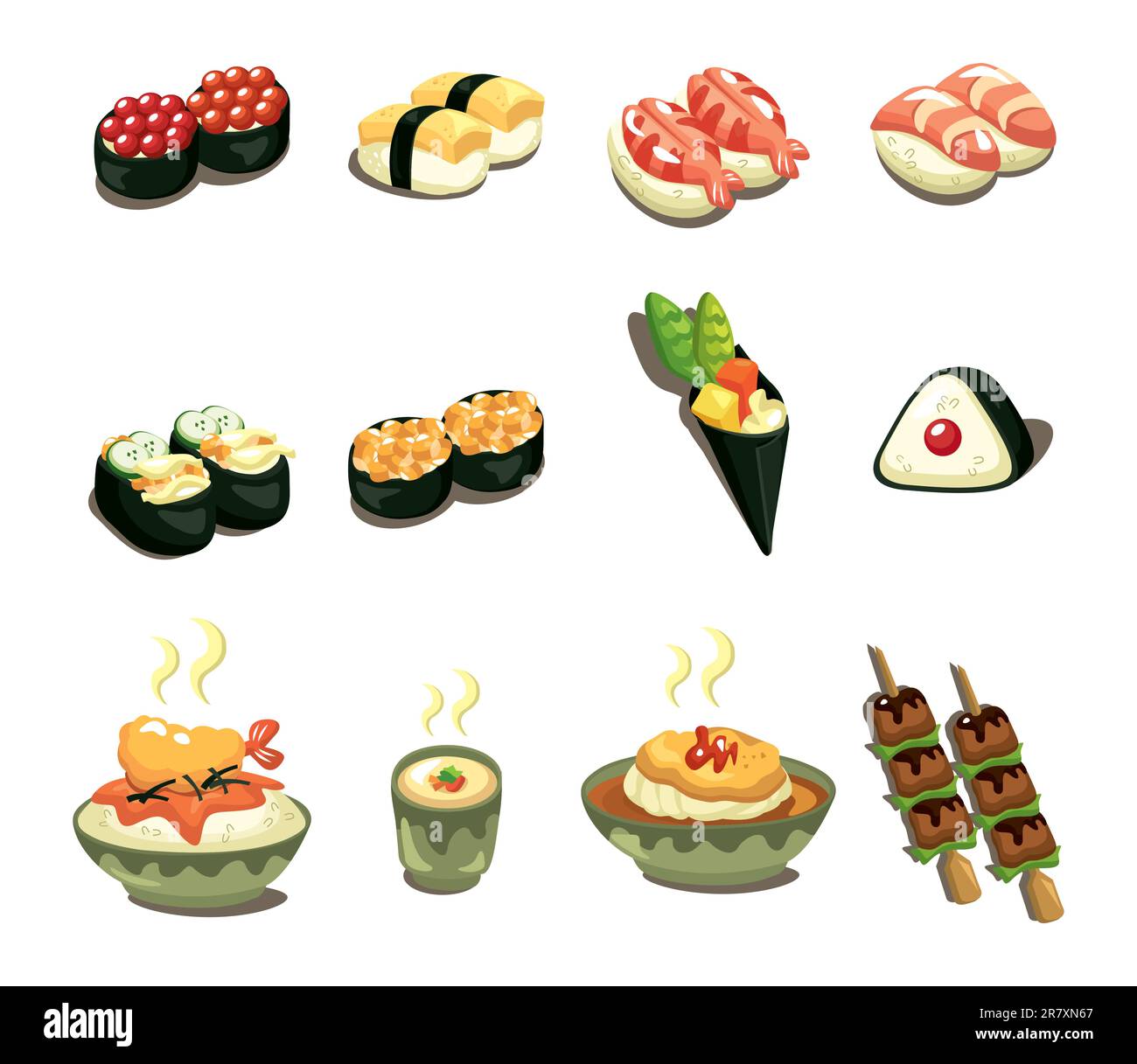 cartoon Japanese food icon set Stock Vector Image & Art - Alamy