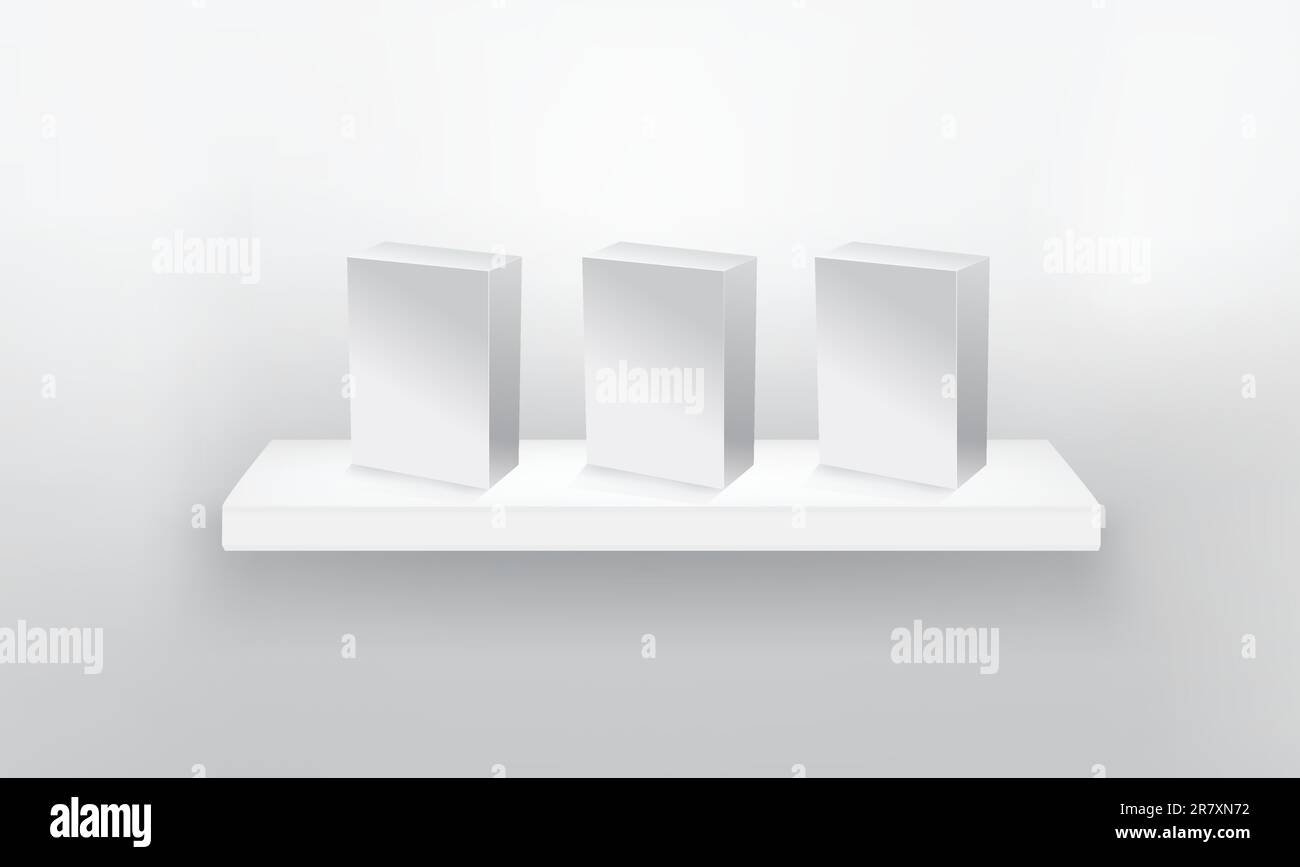 empty shelf for exhibit with three box. Vector illustration Stock ...