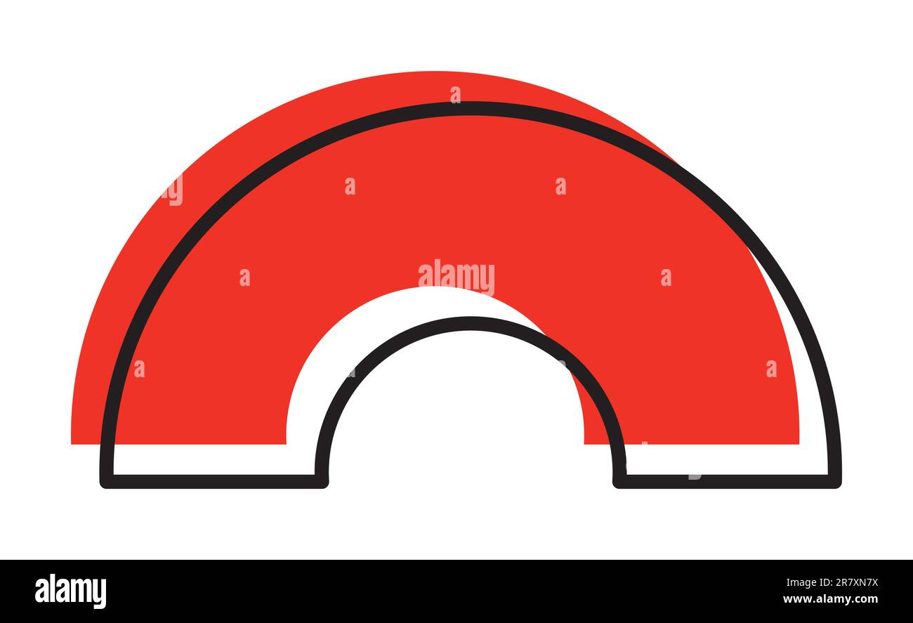 Trendy vector minimalist geometric line red color basic half donut ...