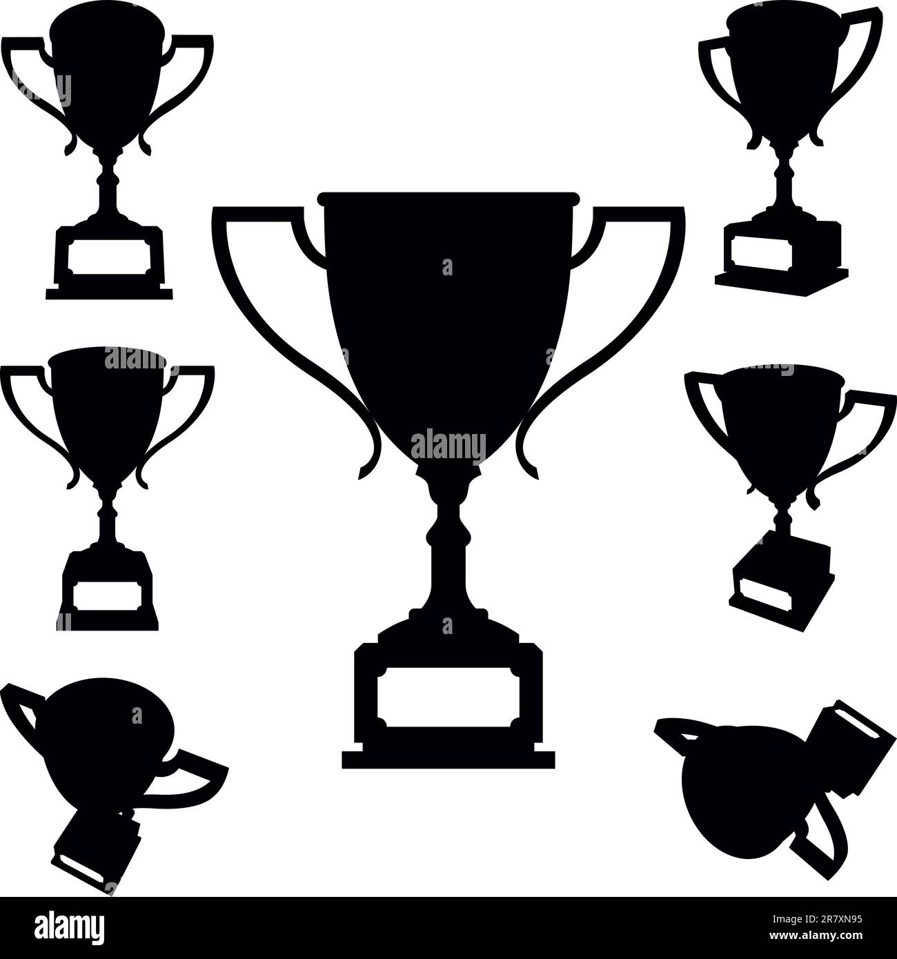 Set of sport cups silhouettes on white background. Vector Illustration ...