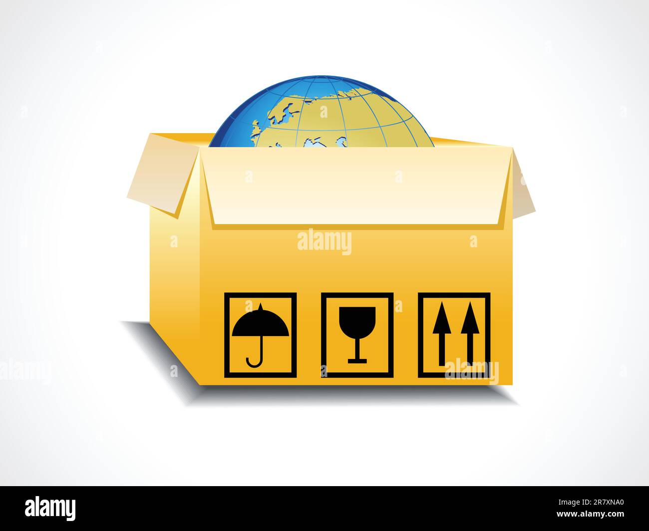 abstract box icon with globe vector illustration Stock Vector Image ...