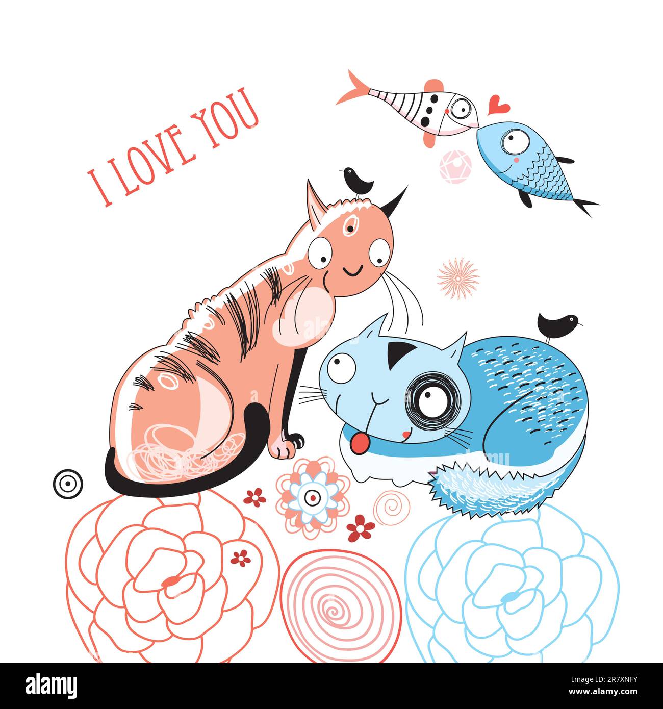 Cats love graphic on Stock Vector Images - Alamy