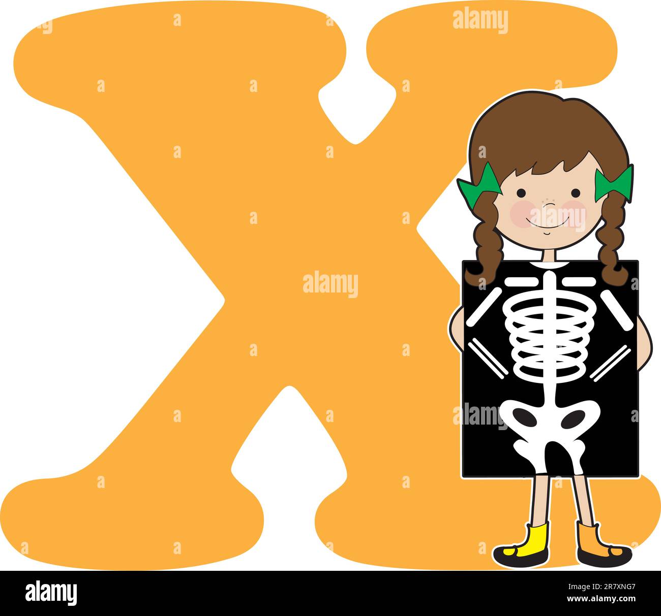 A young girl holding an XRay to stand for the letter X Stock Vector ...