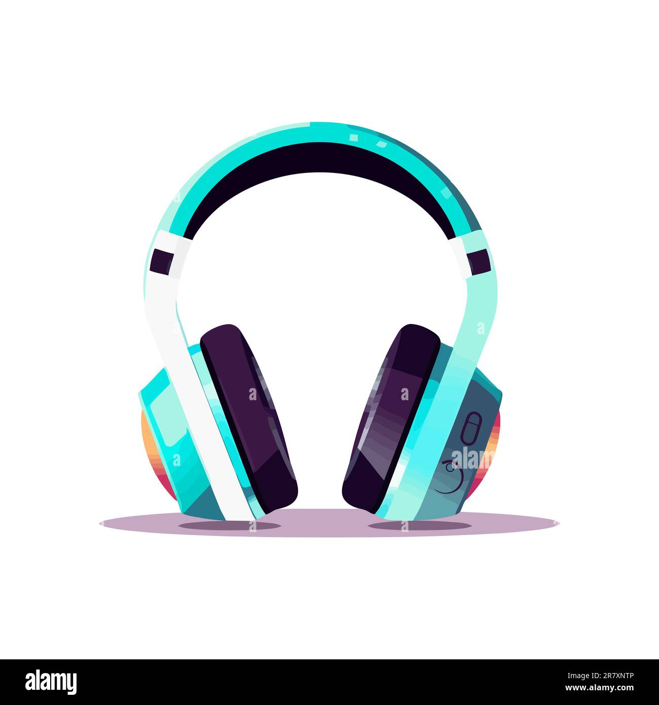 Blue Headphone icon , flat style on white background Stock Vector Image ...