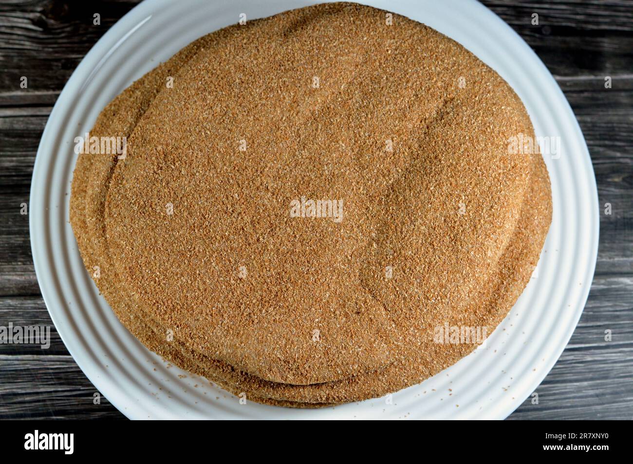 Brown baked pitta bread flatbread made mainly in bran, Bran breads used ...