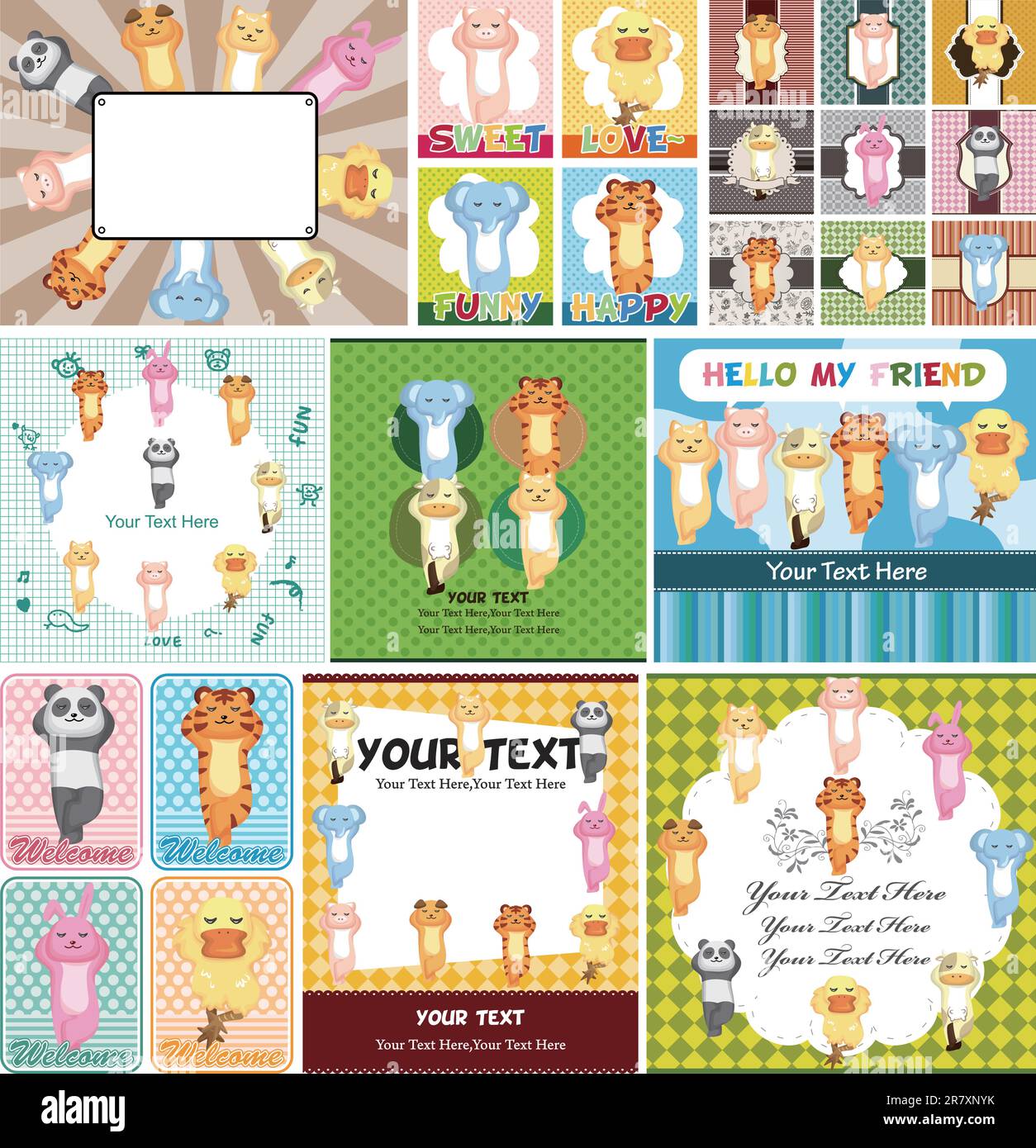 cartoon animal card Stock Vector Image & Art - Alamy