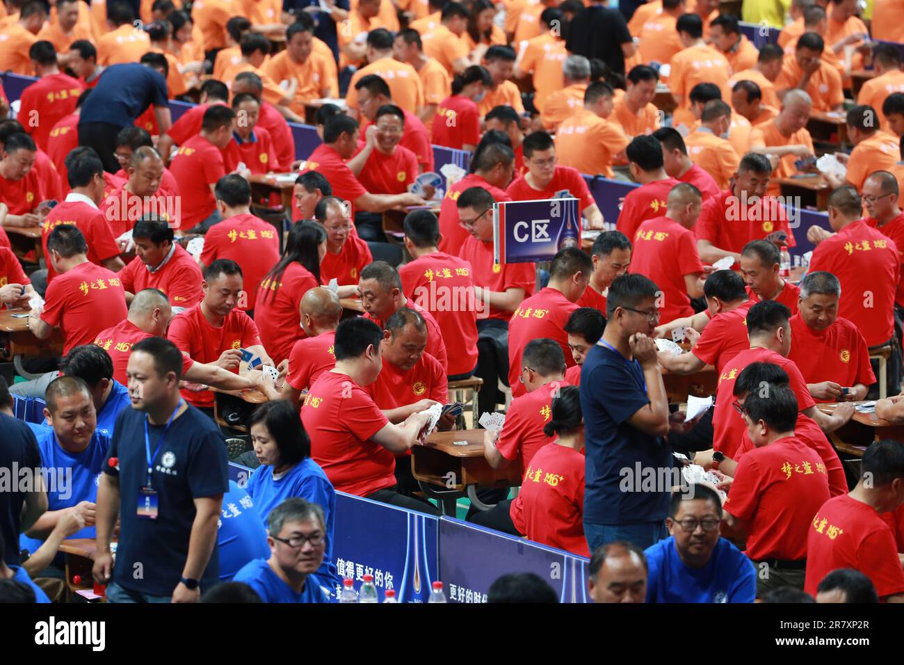 Players compete in the final of the Guandan (chess and card game ...