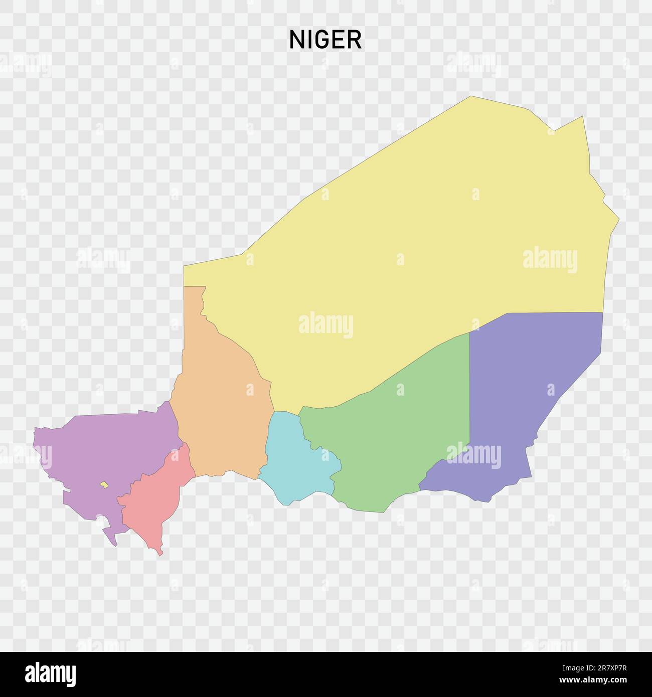 Isolated colored map of Niger with borders of the regions Stock Vector ...