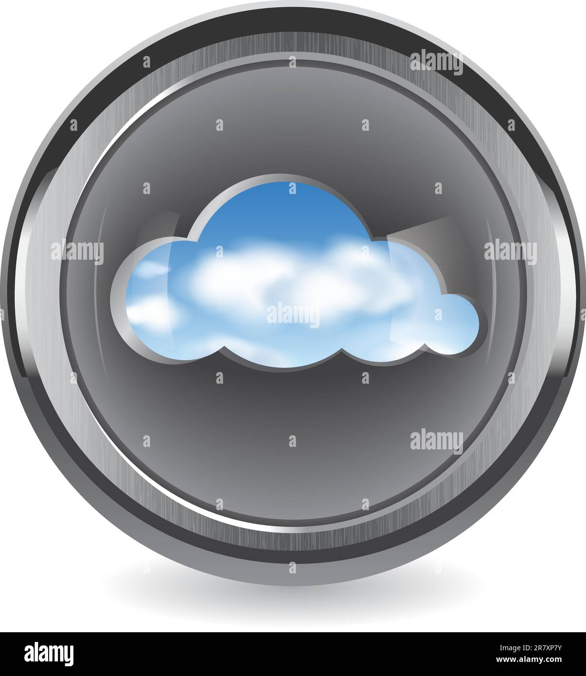 Cloud shape cut out from brushed metal with a view of the clouds in the ...