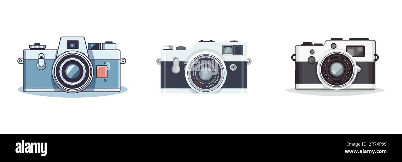 Set flat icon vintage camera on white background Stock Vector Image ...