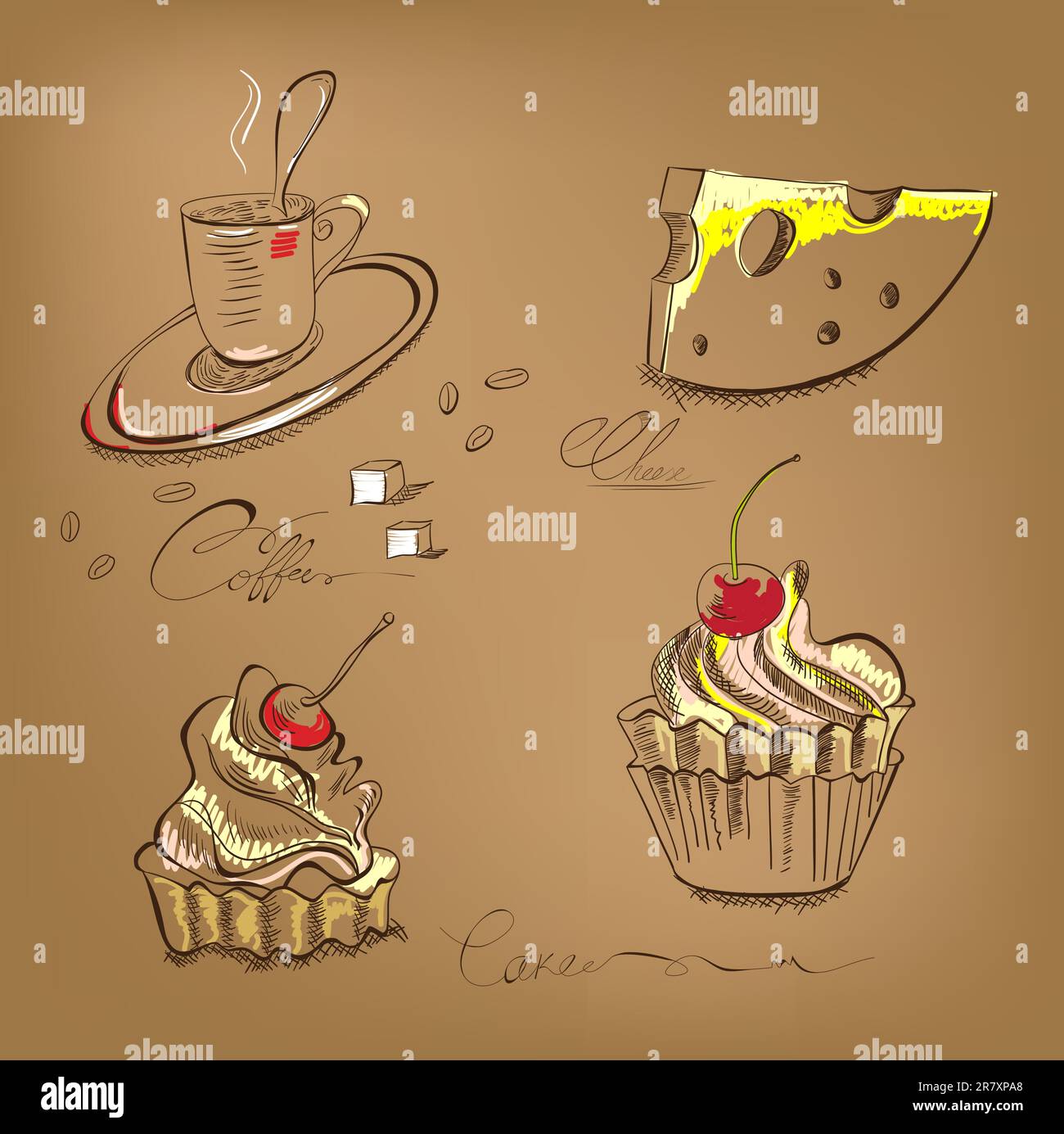 Cup coffee bun Stock Vector Images - Alamy