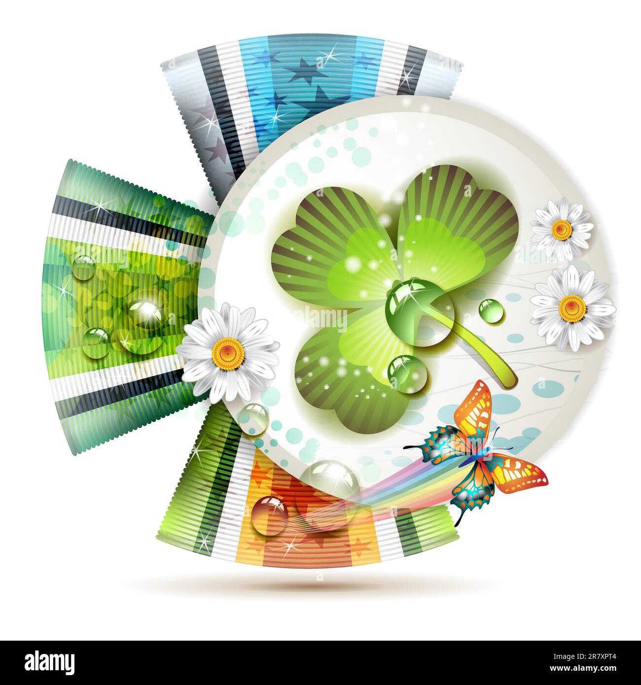 Abstract backgrounds with clover and butterflies Stock Vector Image ...