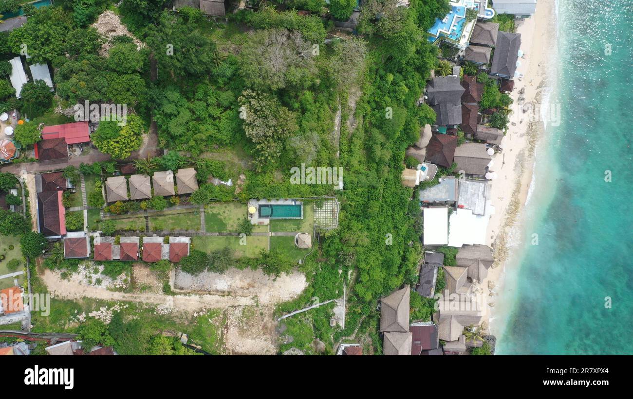 Beautiful aerial view of beaches in Uluwatu Bali Indonesia Stock Photo ...