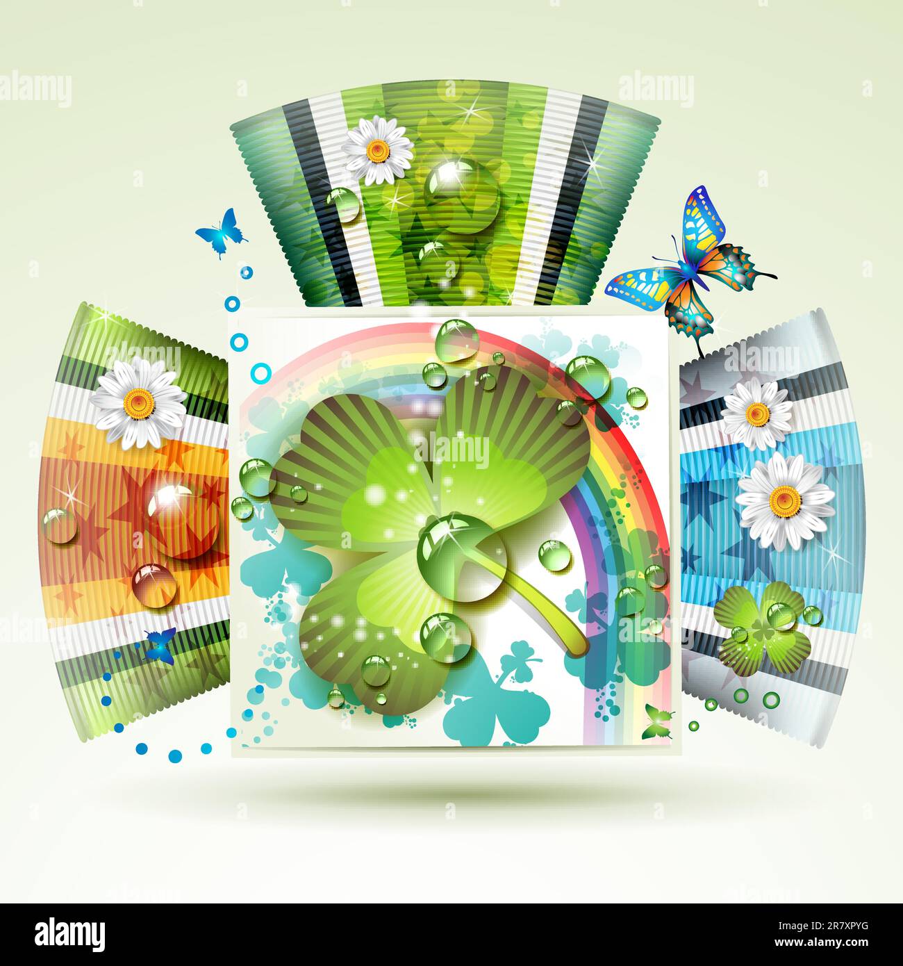Abstract backgrounds with clover and butterflies Stock Vector Image ...