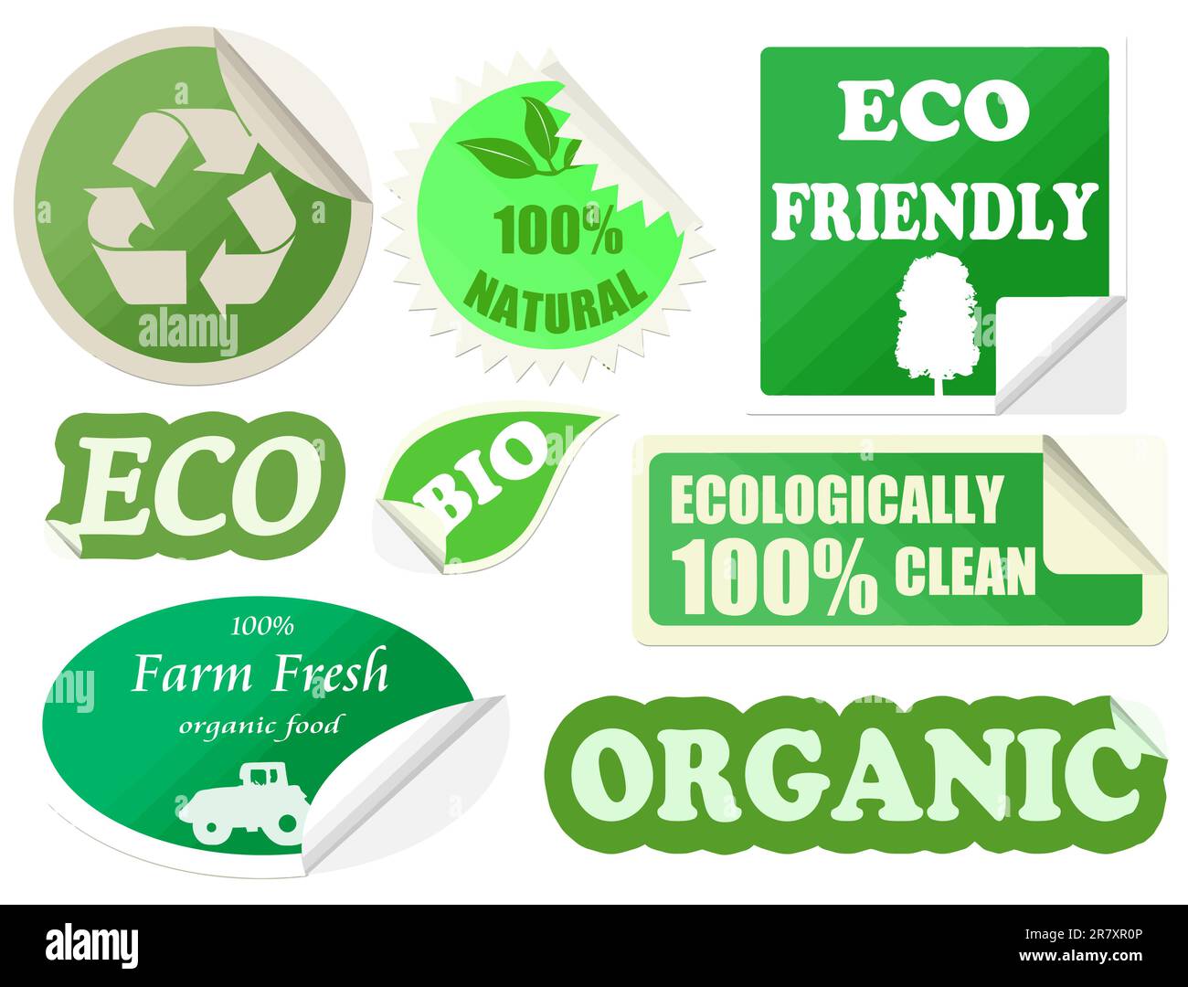 Set of organic stickers isolated on white background, vector ...